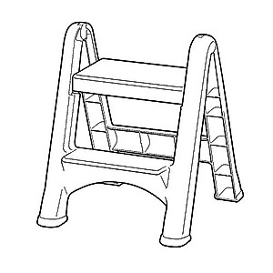 Rubbermaid Commercial Products FG420903 Two-Step-Folding Stepstool (300-Pound Load Capacity, 22-7/8-Inches x 21" Depth x 18-7/8-Inches)