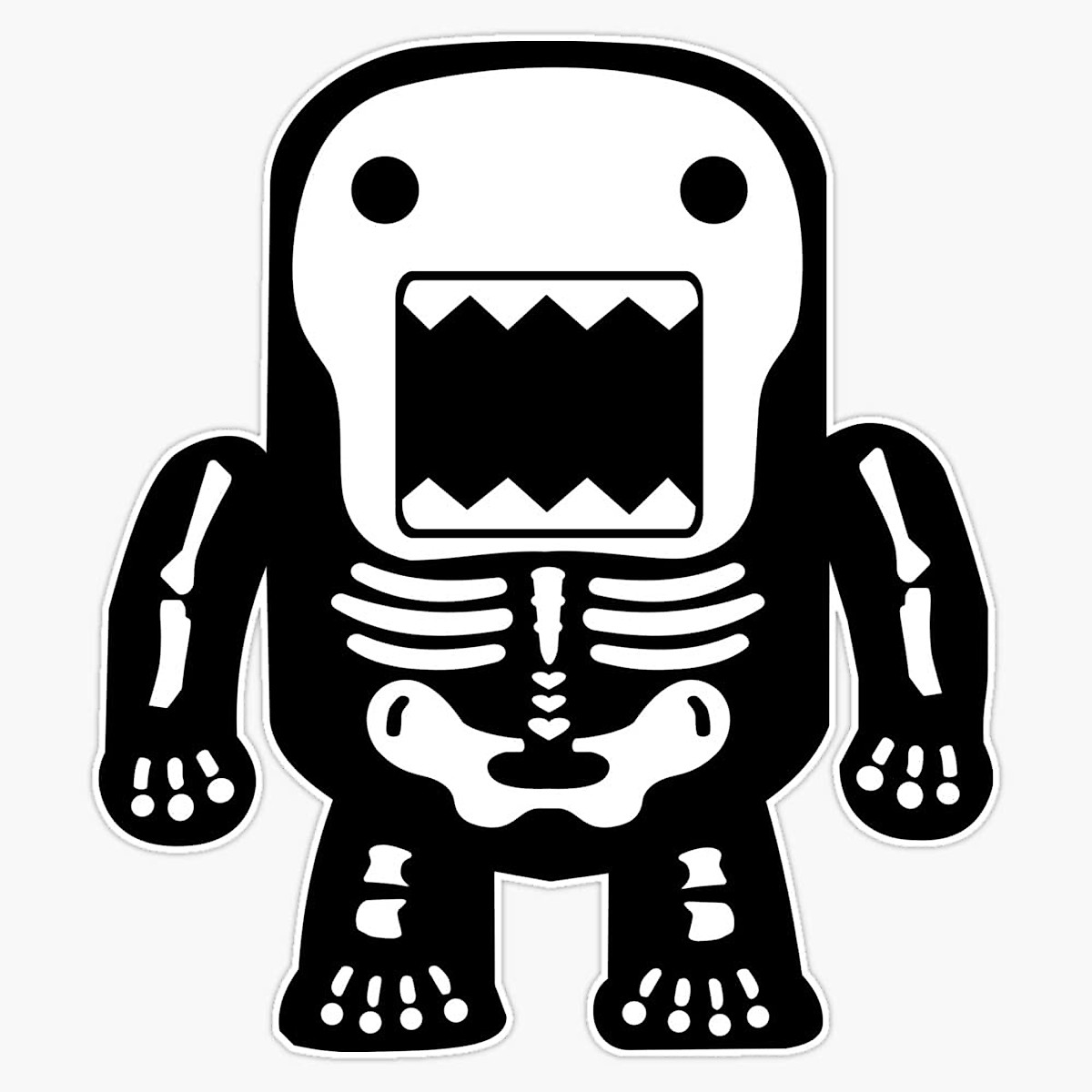 Domo with Transparent Skeleton Shirt Sticker Bumper Sticker Vinyl Decal 5"