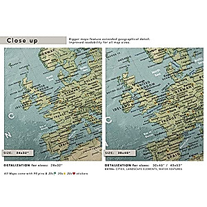 World Travel Map Pinboard on Canvas | World Map Wall Art | Detailed Push Pin Map to Mark Places Traveled (40 x 30)