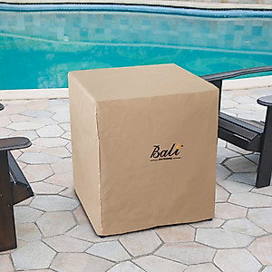 BALI OUTDOORS 23.6 Inch Square Gas Fire Pit Cover, Heavy Duty Waterproof All Weather Resistant Outdoor Cover, Brown