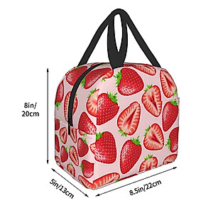 Fashion Strawberry Lunch Box Travel Bag Picnic Bags Insulated Durable Shopping Bag Back To School Reusable Waterproof Bags For Man Woman Girls Boys