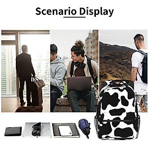 Aisquw Black And White Cow Print Backpack Large-Capacity School Bag Laptop Portable Backpack For Travel Office Shopping (Black White Cow)