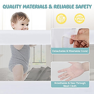 BABY JOY Double Sided Bed Rail Guard, 2 Pack, Extra Long, Swing Down for Convertible Crib, Folding Baby Safety Bedrail for Kids Twin Full Size Queen King Mattress, Rails for Toddlers (White, 60-Inch)