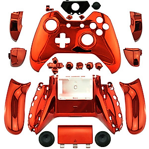 New Custom Full Housing Shell Case Cover with Buttons for Xbox One Wireless Controller - Chrome Red