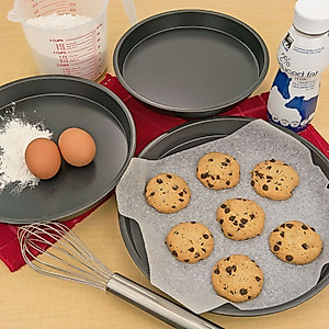 Southern Homewares Non-Stick Round Cake Baking Pan Cookie Sheet Set - Easy Clean Bakeware, 3 Pieces 8-inch 9-inch 10-inch
