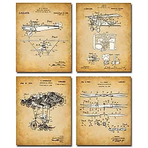 Original Flying Machines v2 Patent Prints - Set of Four Photos (8x10) Unframed - Makes a Great Home and Man Cave Decor and Gift Under $20 for Engineers and Pilots