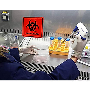 Biohazard Stickers- 5.5" x 5.5" Biohazard Labels (Pack of 10) - UV Coated Label- Biohazard Warning Sign for Labs, Hospitals and Industrial Use Universal Biohazard Symbol by Ignixia