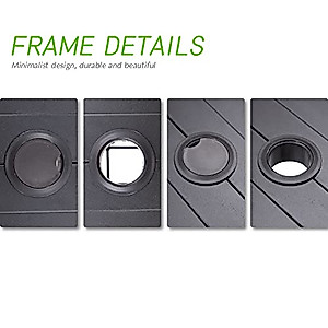 VICLLAX Outdoor Patio Dining Table for 6, 59"x 38" Metal Slatted Tabletop with Umbrella Hole for Patio Lawn Deck