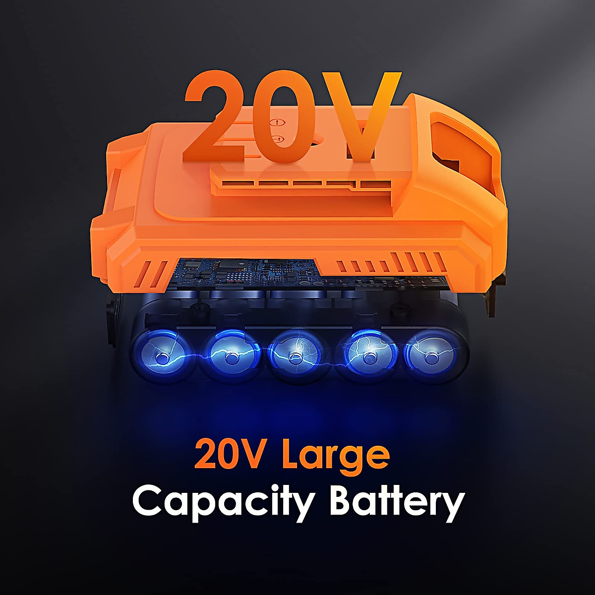 DINSHARE 20V 2.0Ah Battery Fast 2000mAh Lithium-ion Battery Packs for Cordless Tools, Long Life Li-ion Battery Leaf Blower (JC-7001) and Mini Chainsaw (JC-6001), Support Fast Charging