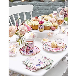 Talking Tables Truly Scrumptious Vintage Floral and Blossom Party Paper Tea Cups and Saucer Sets (12 Cups + 12 Saucers)