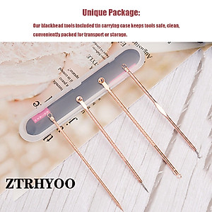 ZTRHYOO Blackhead Remover Pimple Comedone Extractor Tool Best Acne Removal Kit - Treatment for Blemish, Whitehead Popping, Zit Removing for Risk Free Nose Face Skin with Case(Rose, 4 Piece Set)