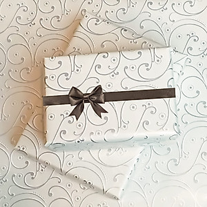 CakeSupplyShop Celebrations Wedding Anniversary Swirl Pearl and silver Gift Wrap Folded Wrapping Paper 24 x 12inches with Tags