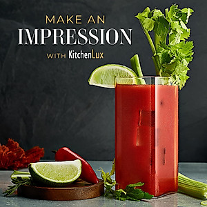 Kitchen Lux Square Drinking Glasses Set of 2 - Square Glass Cups 12 oz - Modern Glassware Set - Trendy Aesthetic Glass Ware for Highball Whiskey Cocktail Beer Water Tea Iced Coffee - Bar Accessories