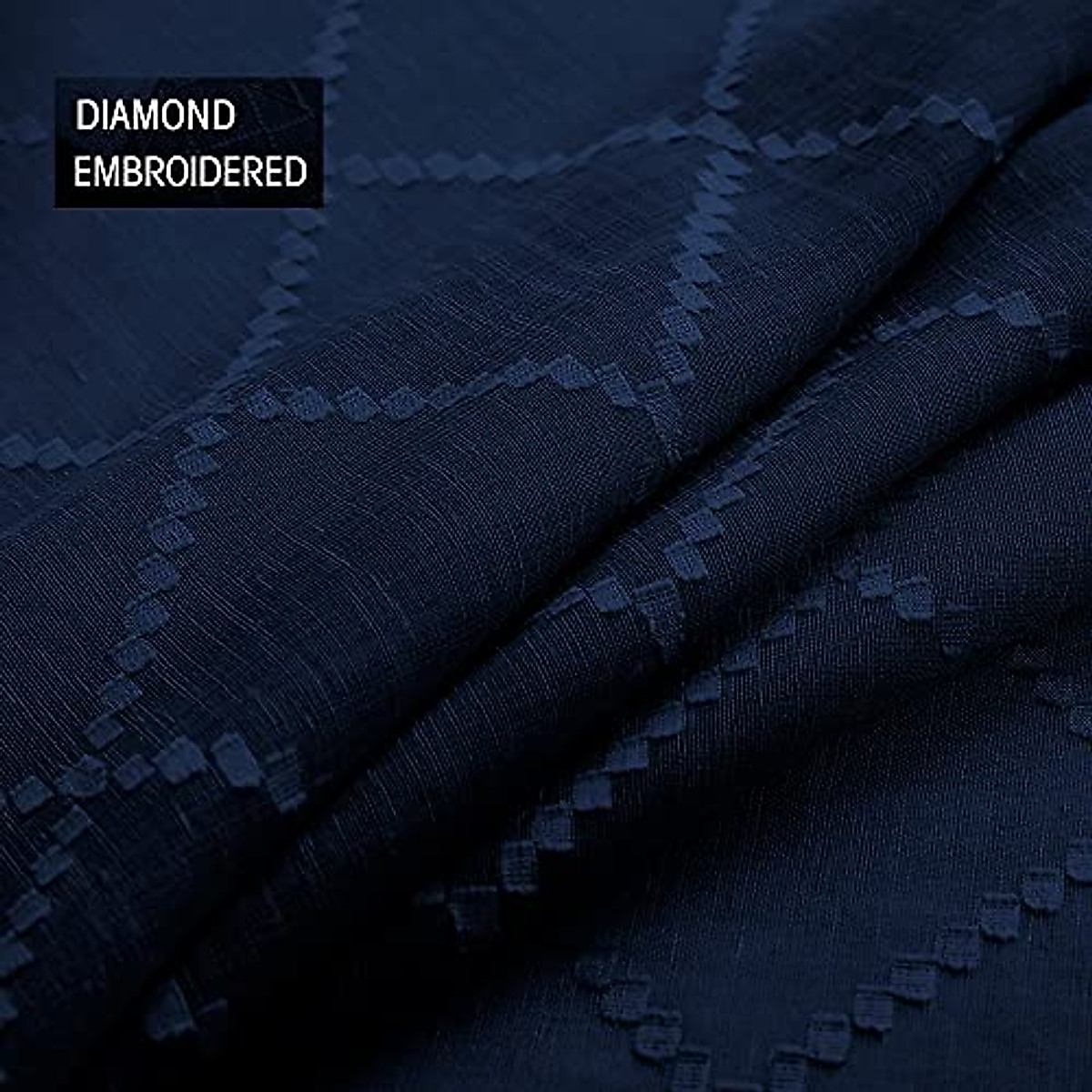 KOUFALL Navy Blue Curtains 84 Inch Length for Living Room 2 Panels Set Grommet Semi Sheer Light Filtering Curtains for Bedroom