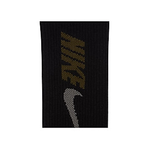 Nike Men`s Everyday Plus Graphic Cushioned Crew Socks 3 Pack (Large, Black(DD1526-010)/G_G)