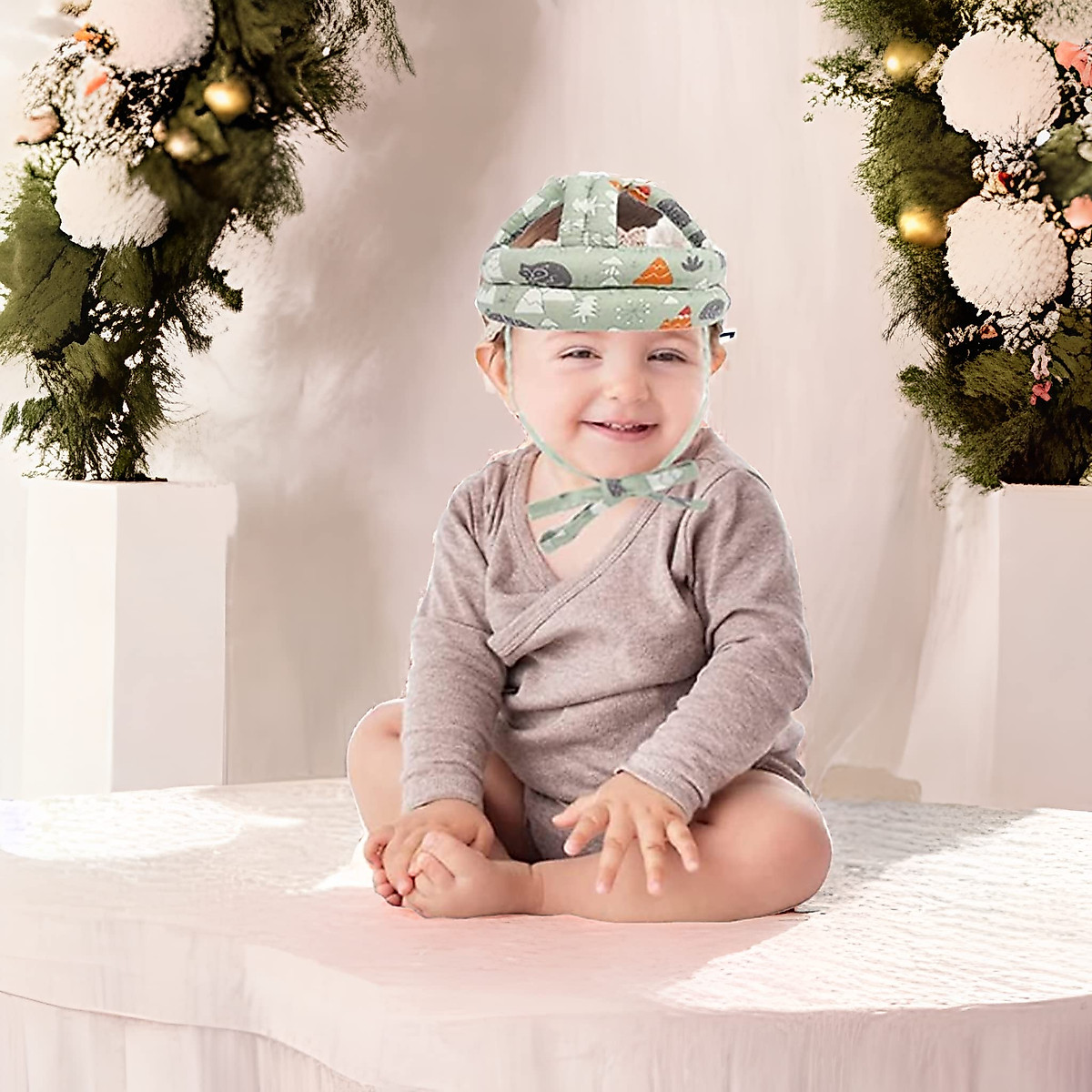 Baby Safety Helmet Infant Toddler Breathable and Adjustable Head Cushion Bumper Bonnet for Running Walking Crawling (Green),BB-1003 Green