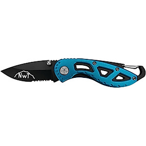 Performance Tool W9384 Northwest Trail 2 1/2" Bisina Folding Pocket Knife, Serrated Clip Point, Stainless Steel
