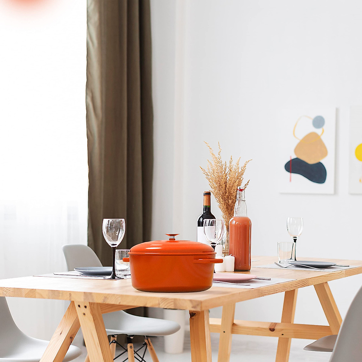 WIN4HOME 6-Quart Enamel Dutch Oven - Non-Stick Cast Iron Pot with Lid for Braising, Stewing, Boiling, Bread Baking - Heat Safe up to 500°F - Multiple Colors Available