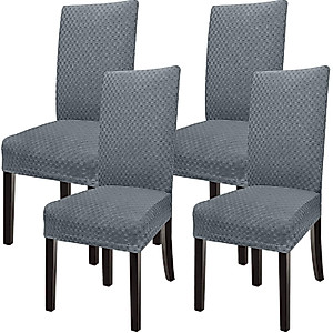 NORTHERN BROTHERS Chair Covers for Dining Room Set of 4, Stretch Fit Washable Removable Spandex Kitchen Table Parsons Chair Protectors Slip Covers, Light Grey