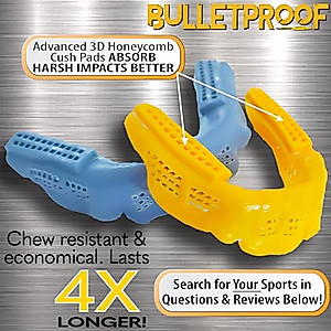 Bulletproof: World’s Thinnest & Most Breathable Mouth Guard is 3X Stronger! BJJ Flag Football Basketball Hockey Lacrosse Rugby Wrestling MMA Boxing Mouthguard Sports Braces Grinding Teeth Adult Youth