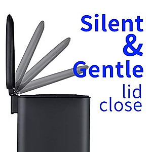 HILFA 5 Liter/ 1.3 Gallon Compact Stainless Steel Rectangular Step Trash can, Bathroom Trash can, Kitchen Trash can,Matte Black,SB3200-MB