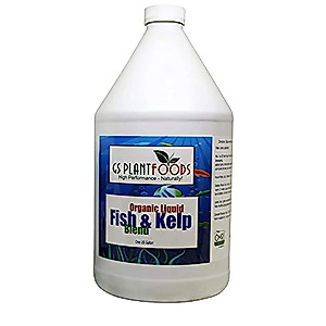 Omri Listed Fish & Kelp Fertilizer by GS Plant Foods (1 Gallon) - Organic Fertilizer for Vegetables, Trees, Lawns, Shrubs, Flowers, Seeds & Plants - Hydrolyzed Fish and Seaweed Blend