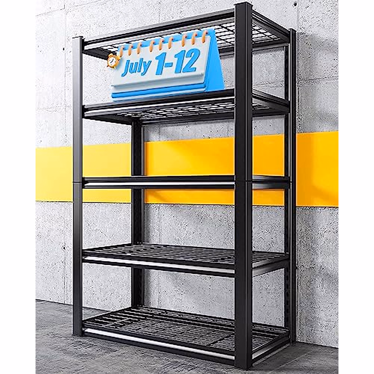 REIBII Garage Shelving Heavy Duty Garage Storage Shelves Holds 2000LBS, Adjustable Metal Shelves for Storage Industrial Shelving Unit Storage Shelf Rack for Basement 36" W x 16" D x 72" H Black