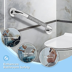 16-Inch 1.25" Diameter Grab Bars for Bathtubs and Showers, Shower Handle for Elderly, Handicap Grab Bars for Bathroom, Shower Grab Bars for Seniors(Polished Nickel 2 Pack)