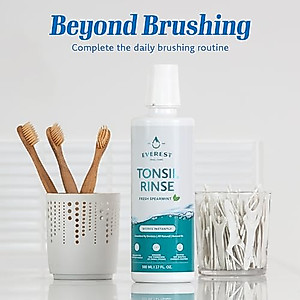 Everest Mouth Wash & Tonsil Stone Remover – Natural Mouthwash or Oral Rinse Liquid to Help Soothe Tonsils, Fight Bad Breath, & Relieve Dry Mouth – Paraben & Alcohol Free Treatment, Spearmint (1)