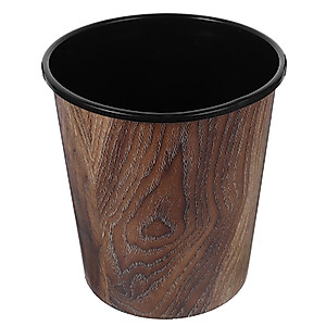 VILLCASE Vintage Wood Grain Plastic Trash Can Round Wastebasket 7l Garbage Can Trash Bin Farmhouse Garbage Bin Container for Under Desk Kitchen Bedroom Hotel or Kids Room
