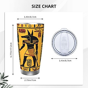 AYCZN Egyptian Tradition 20 OZ Tumbler Stainless Steel Travel Coffee Mug, Ancient Insulated Water Bottle with Lid and 2 StrawsLeakproof Thermal Cup