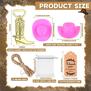 30 Pack Cowboy Boots Bottle Openers with Plastic Mini Pink Cowboy Hat Baby Shower Western Bottle Opener Party Favors Bridal Wedding Birthday Party for Guests Decorations or Souvenirs