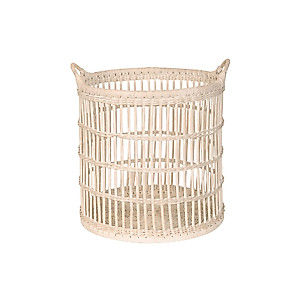 KOUBOO Rattan Open Weave Storage Basket, Large, White-Wash
