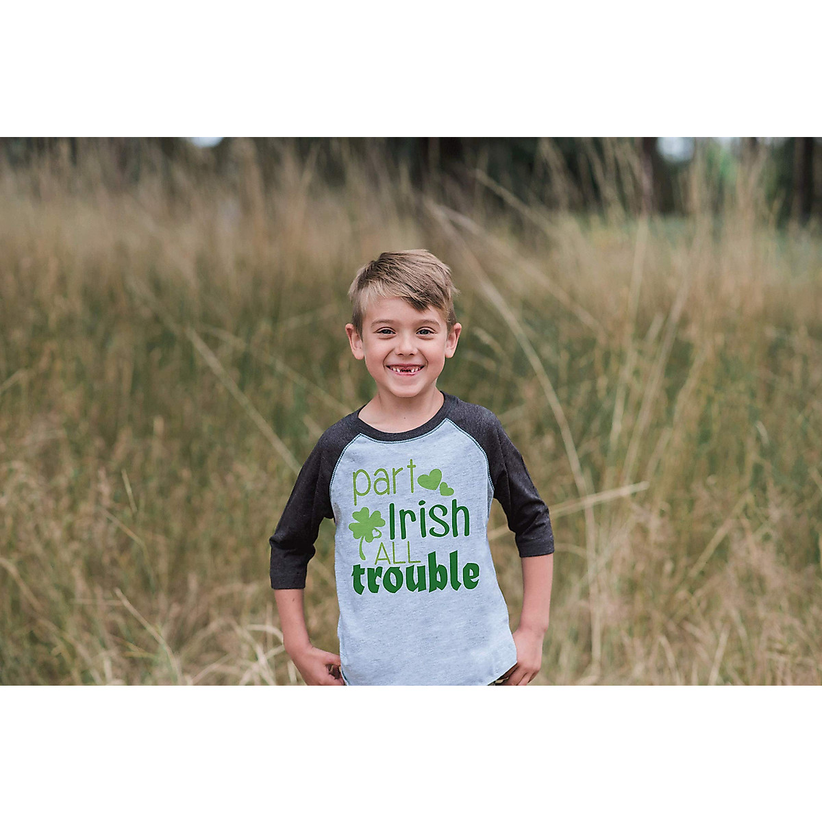 7 ate 9 Apparel Boy's St. Patrick's Day Vintage Baseball Shirt T-Shirt 18 Months Grey and Green