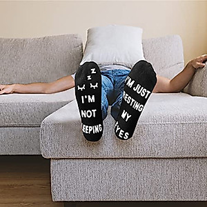ModernStyle Birthday Christmas Gifts for Dad Men Husband Grandpa Women Grandma Ideas I‘m Not Sleeping I’m Just Resting My Eyes Funny Socks-L