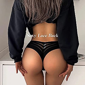 chahoo Womens Thong Underwear, Sexy Low Rise Panties Seamless G-string T Back Lace Thongs, 5-Pack No Show Thongs for Women