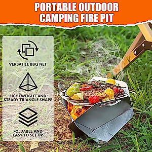 Lifronkit Portable Camping Campfire Grill, 304 Stainless Steel Folding Campfire Grill Grate and Griddle, Heavy Duty Firepit Grill with Carry Bag for Outdoor Backpacking, Hiking, Picnics