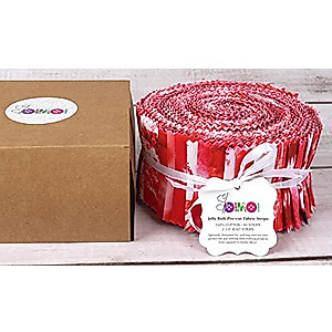 Soimoi 40Pcs Tie Dye Print Cotton Precut Fabrics for Quilting Craft Strips 2.5x42inches Jelly Roll - Red