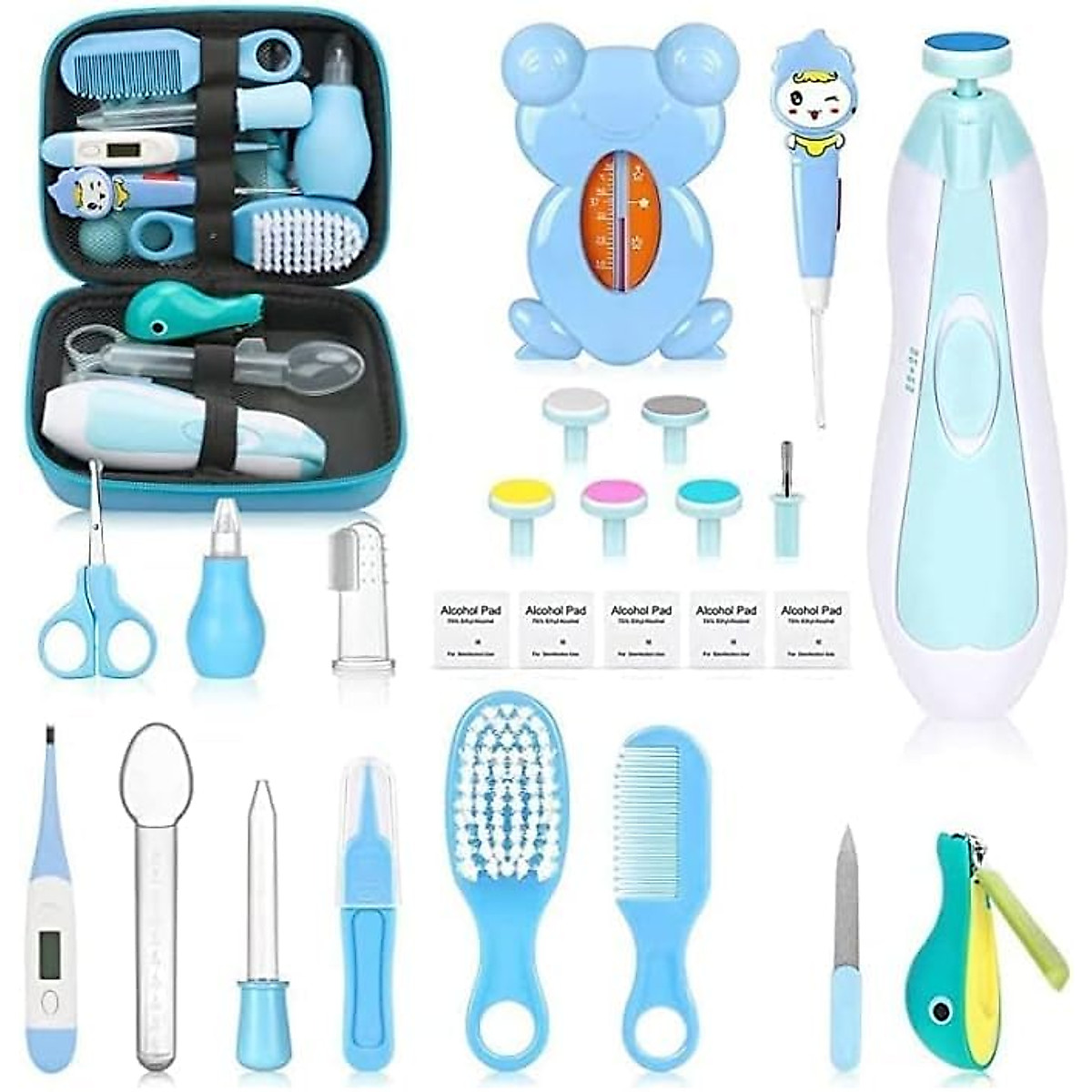 Baby Healthcare and Grooming Kit, Portable Baby Safety Care Set, Baby Essentials kit for Newborn (Blue 26 in 1)