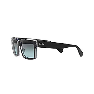 Ray-Ban RB2191 Inverness Rectangular Sunglasses, Black On Transparent/Blue Gradient, 54 mm