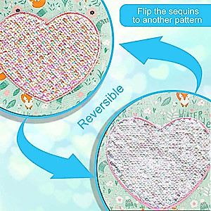 TXHVO 3PCS Kids Backpack for Girls, 16” Preschool Bookbag with Lunch Box, Cute Girl Sequin Backpacks for Elementary School