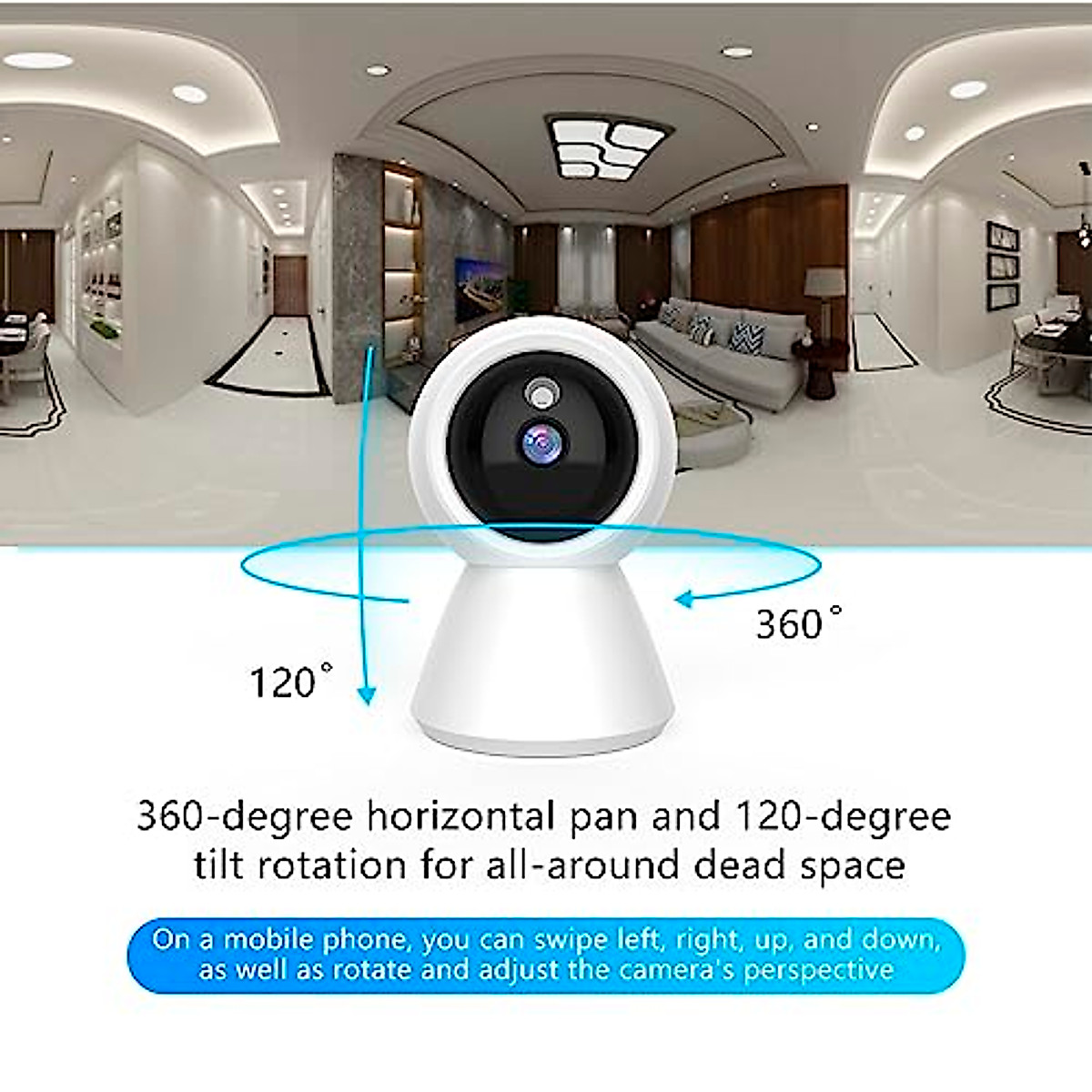 4MP Indoor Security Camera Pet with Phone App 2K 5GHz & 2.4GHz 360°Wireless WiFi Cameras for Baby/Elder/Dog/Pet Motion Detection Audible Alarm Easy Installation Compatible Alexa 1Pcs 64GB SD