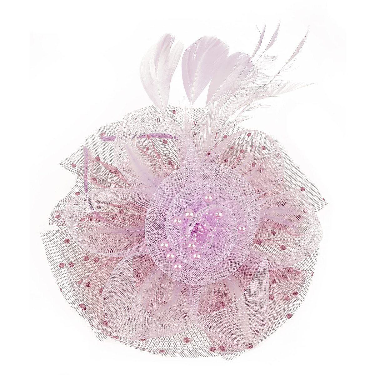 Cizoe Fascinators Hat for Women Tea Party Hat Kentucky Derby Wedding Flower Cocktail Mesh Feathers Headpiece(1-Lavender)