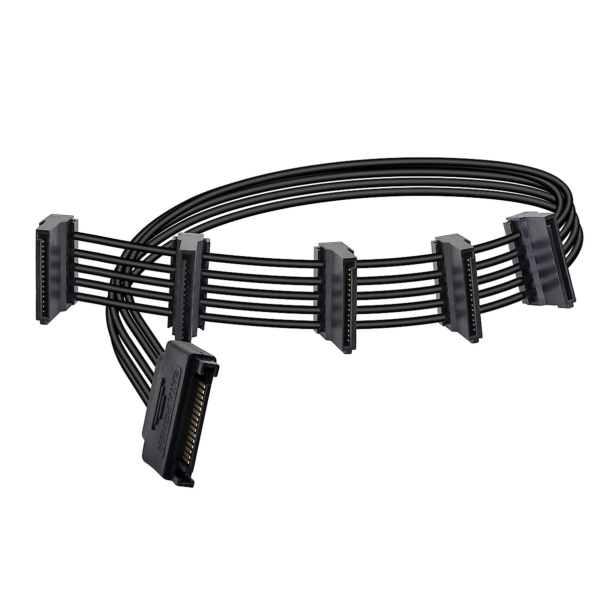 GELRHONR 15Pin SATA Male to 5 x 15 Pin SATA Female Hard Drive Power Right Angle Splitter Adapter Cable Extension Cable for Hard Disk 50CM