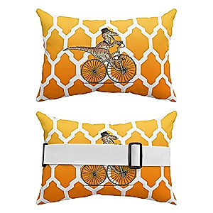 Recliner Head Pillow Ledge Loungers Chair Pillows with Insert Dinosaur With Moroccan Texture Orange Gradient Lumbar Pillow with Adjustable Strap Outdoor Waterproof Patio Pillows for Beach Pool, 2 PCS