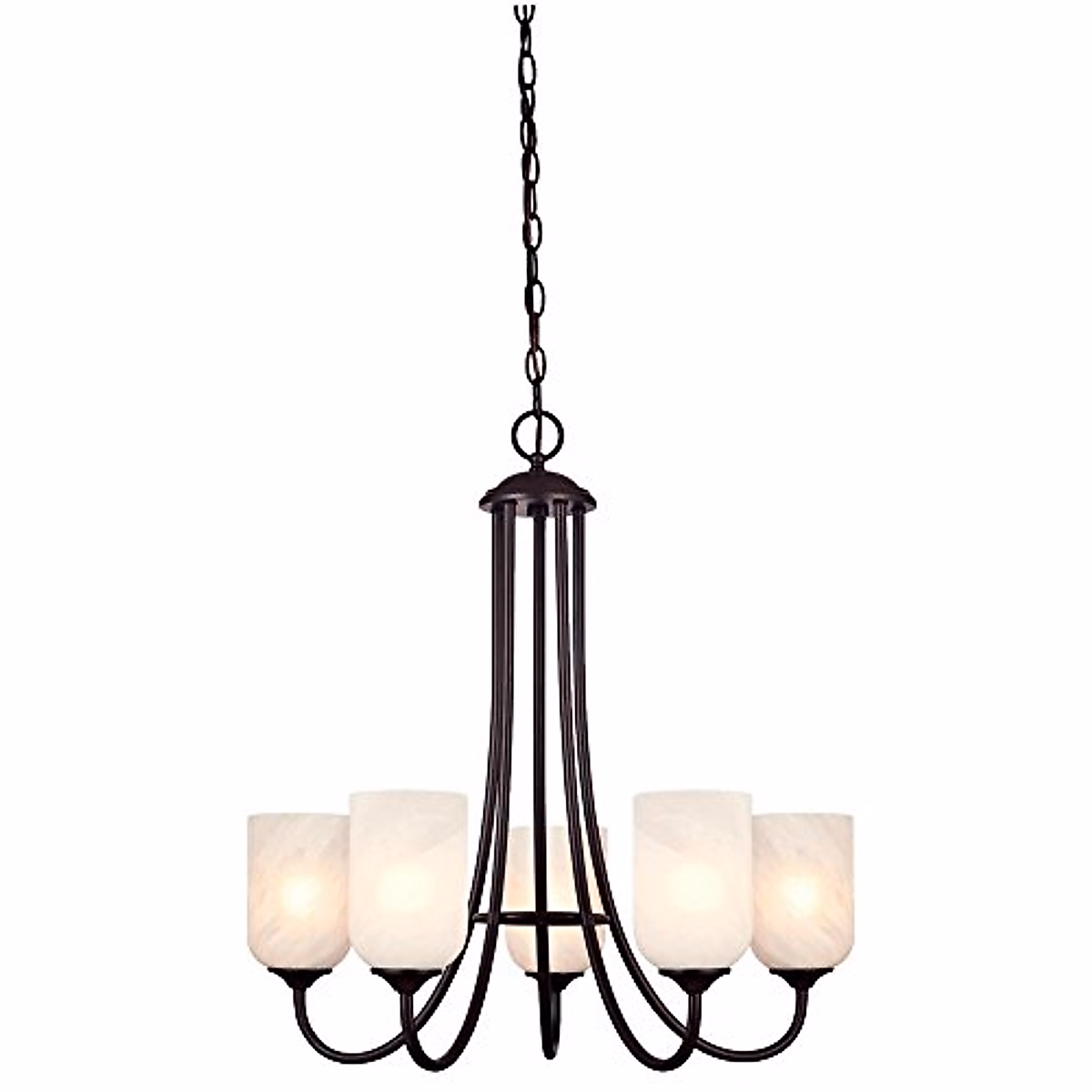Westinghouse Lighting 6224000 Treebridge Station Five-Light Interior Chandelier, Espresso Finish with White Alabaster Glass Shades