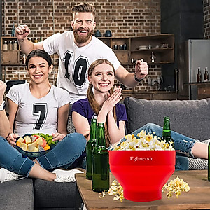 Fglmctsh The Original Microwave Popcorn Popper, Silicone Popcorn Maker Collapsible Bowl BPA -Free, Hot Air Popcorn Maker, No Oil Required，Red an Blue