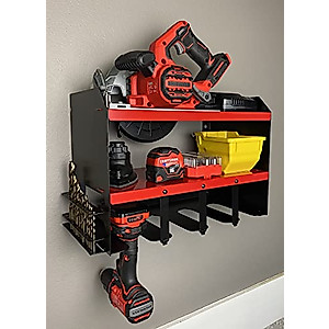 Zu Homes Power Tool Organizer Cordless Tool Storage Rack Garage Tool Organizer Power Drill Holder Power Saw Organizer Wall Mount Tool Box