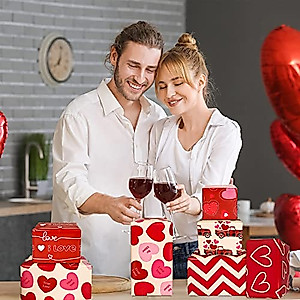 Whaline 12 Sheet Valentine's Day Wrapping Paper Red Heart Truck Gift Wrapping Paper 19.7 x 27.6 Inch I Love You Prints Sweet Present Packing Paper for Wedding Anniversary Baby Shower Birthday