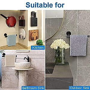 TocTen Hand Towel Holder/Towel Ring - Thicken SUS304 Stainless Steel Bathroom Hand Towel Bar, 9Inch Heavy Duty Wall Mounted Towel Rack Hanger (Matte Black)